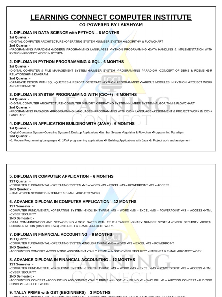 COURSES | PDF | Microsoft Excel | Sql