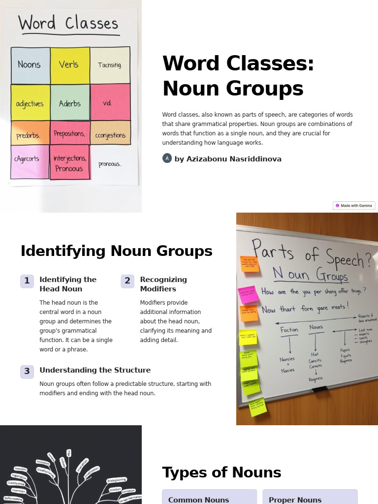Word Classes Noun Groups | PDF | Noun | Part Of Speech
