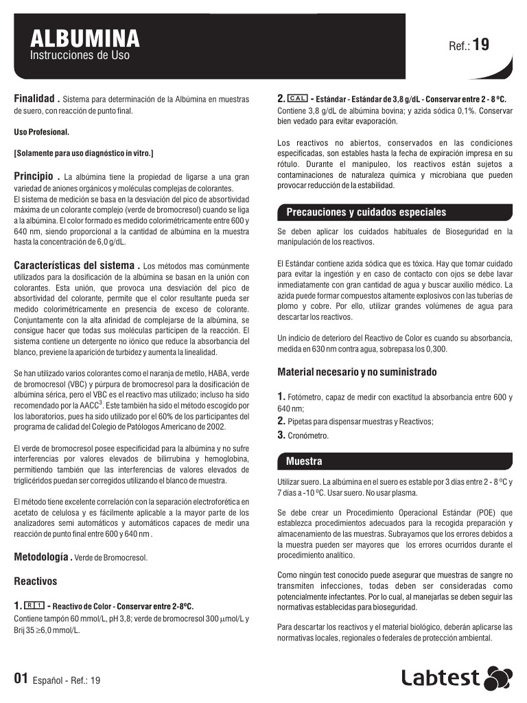 ALBUMINA - Inserto | PDF