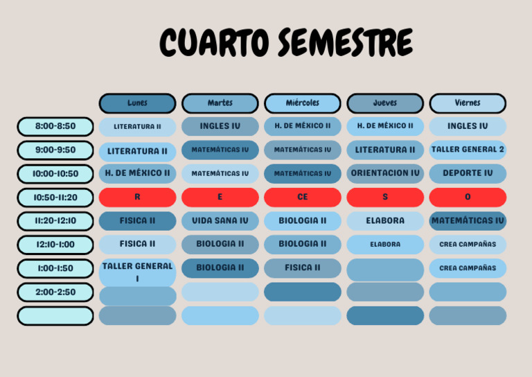 Horario Cuarto Semestre | PDF