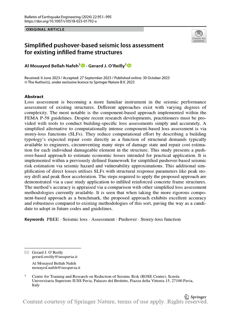 Simplified Pushover-Based Seismic Loss Assessment | PDF | Earthquake Engineering | Risk