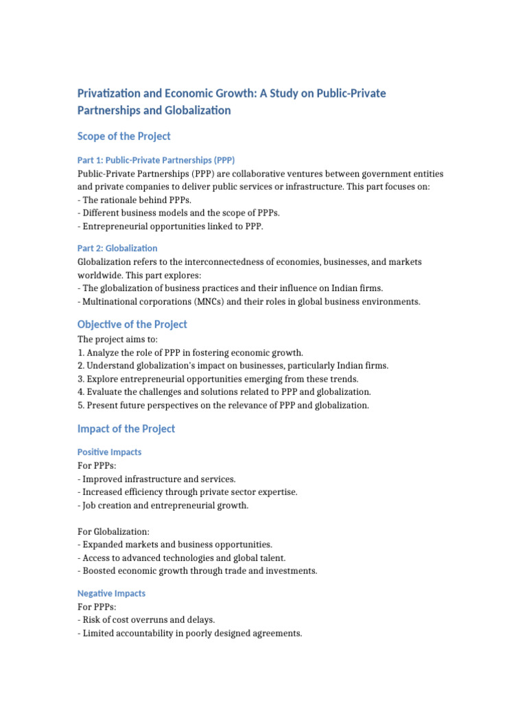 Privatization and Economic Growth Project | PDF | Public–Private ...