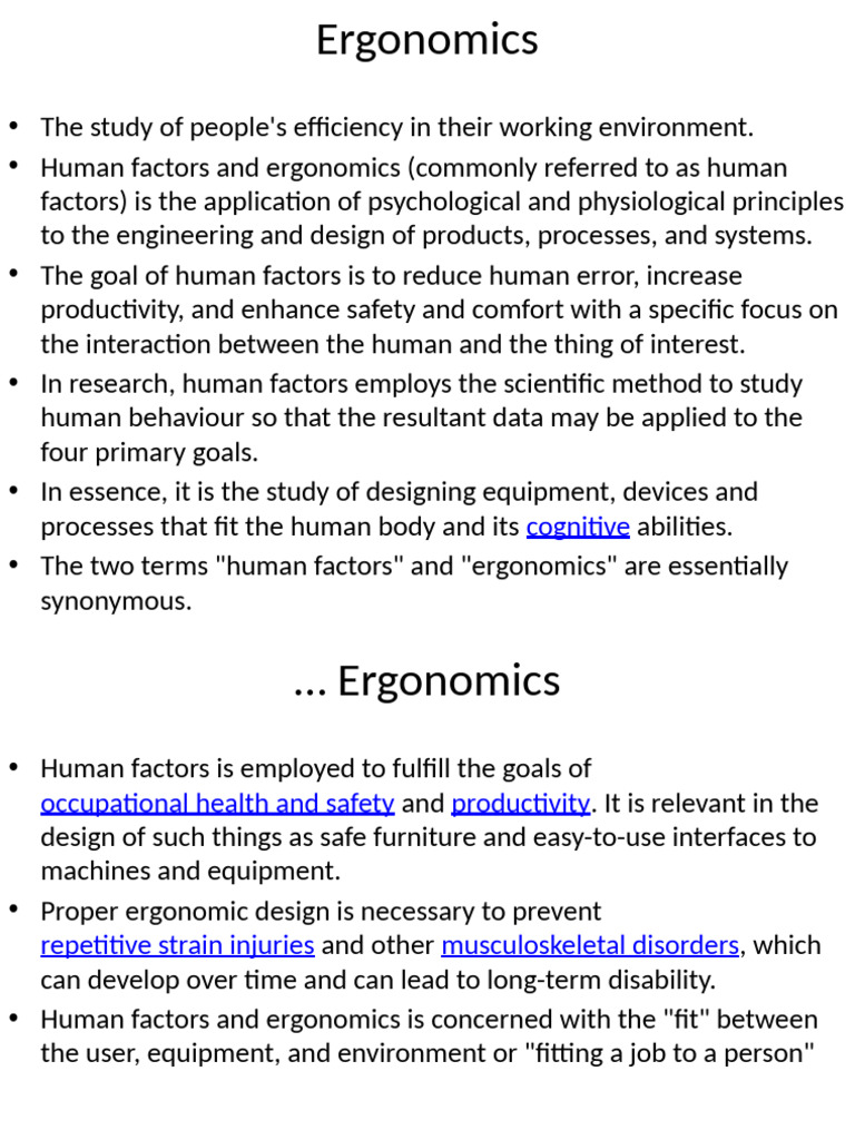 04-ergonomics-1 | PDF | Human Factors And Ergonomics | Cognitive Science