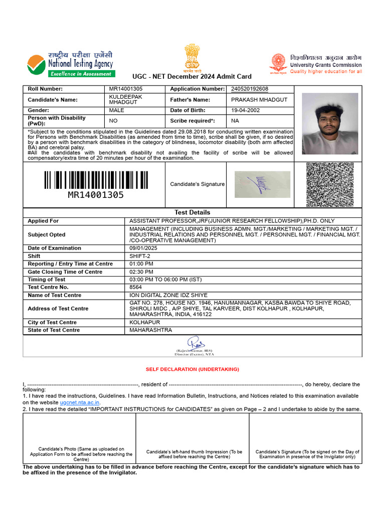 University Grants Commission (UGC) - NET - India | PDF | Identity Document