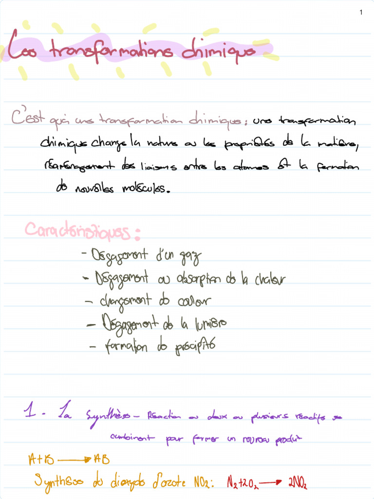 Chimie-Les Transformations Chimiques | PDF