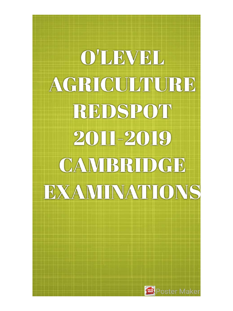 O Level AGRICULTURE Redspot | PDF | Soil | Fertilizer