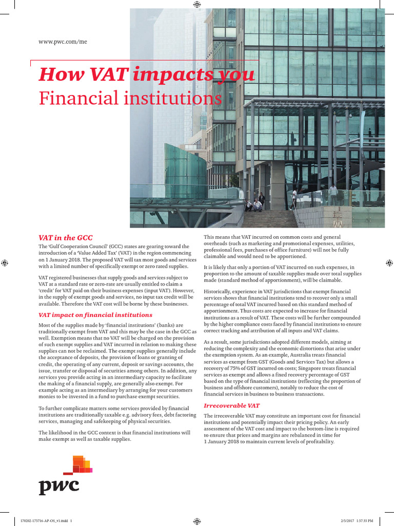 Vat Financial Services GCC Jan2017 | PDF | Value Added Tax | Taxes