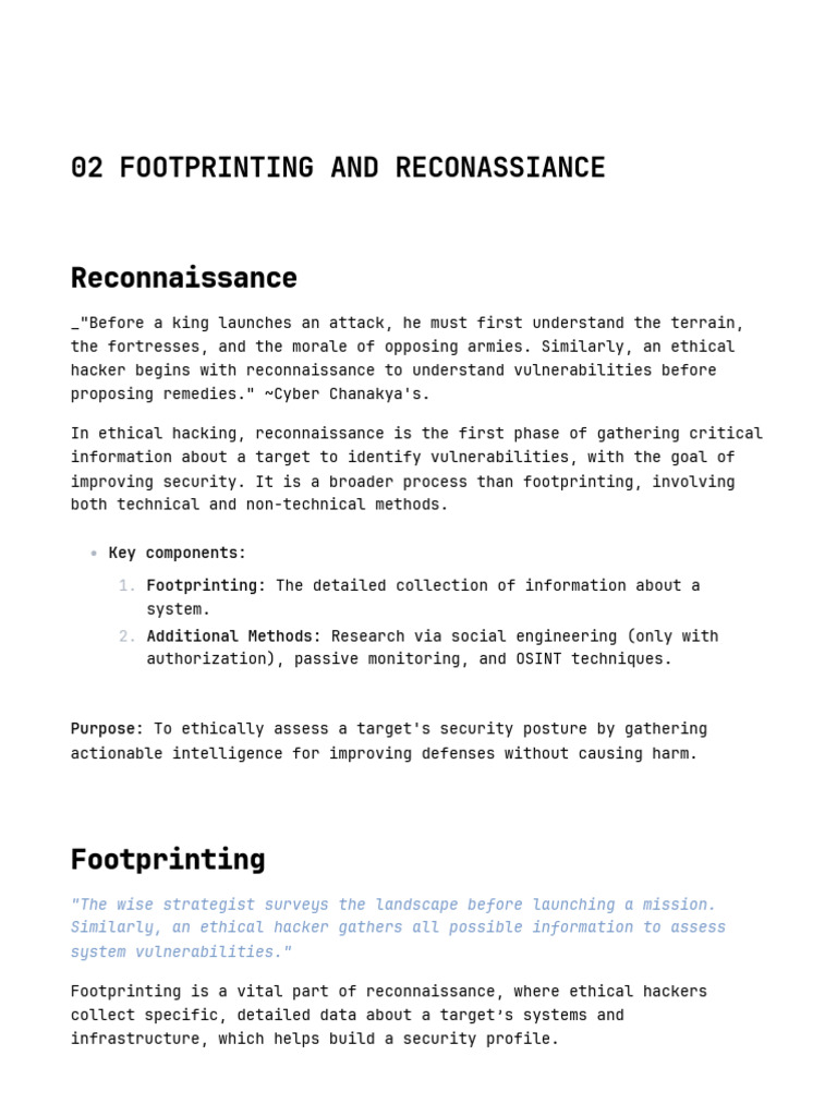 02 Footprinting and Reconassiance | PDF | Security | Computer Security