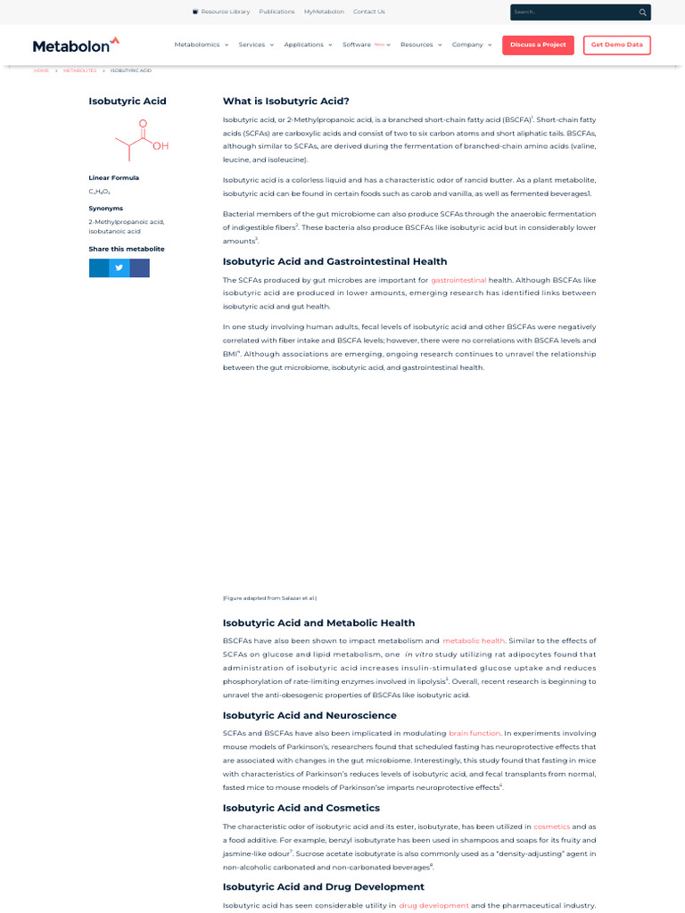 isobutyric acid _ metabolon | PDF | Metabolism | Organic Compounds