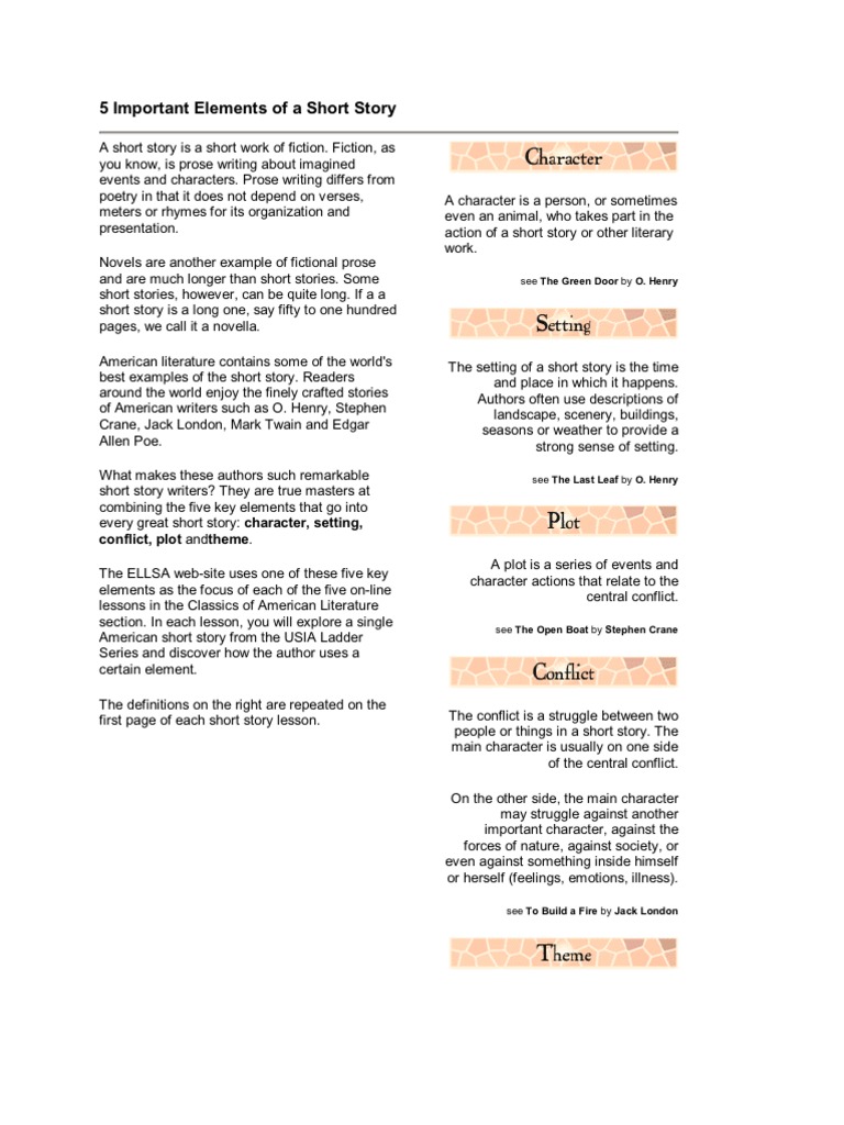 5 Important Elements of A Short Story | PDF | Poetry | Short Stories
