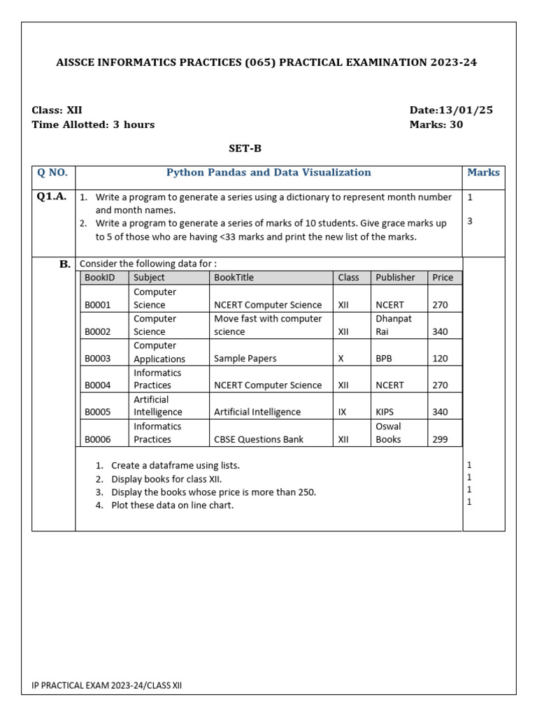 Practical Exam (Set-B) (1) (1) | PDF | Computer Programming | Secondary Education