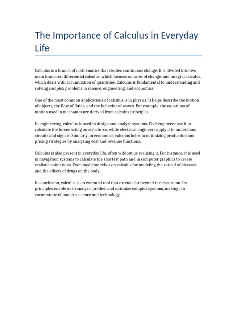 The Importance of Calculus in Everyday Life | PDF