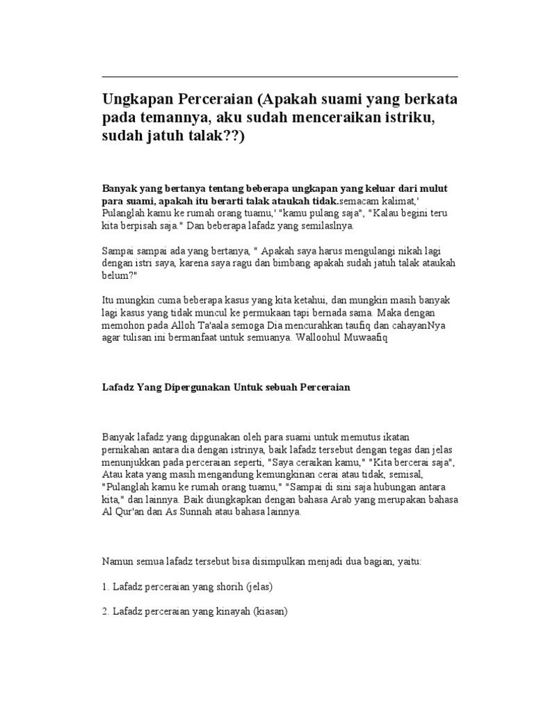 Ungkapan Perceraian | PDF