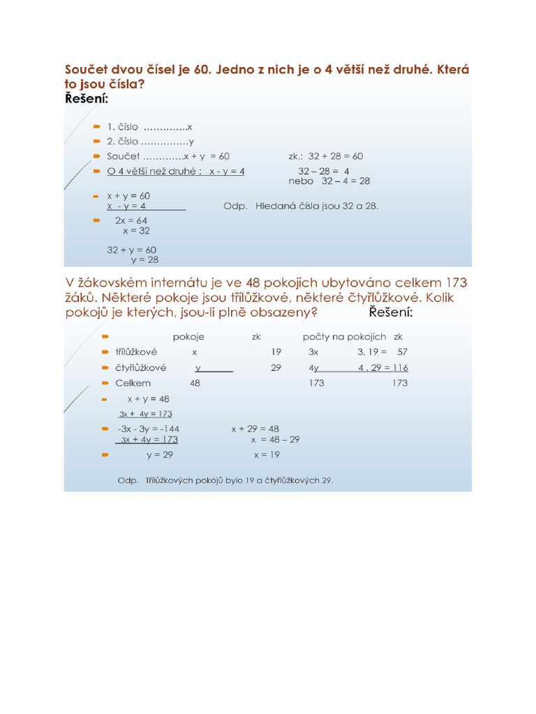 Rovnice o Dvou Neznamych | PDF