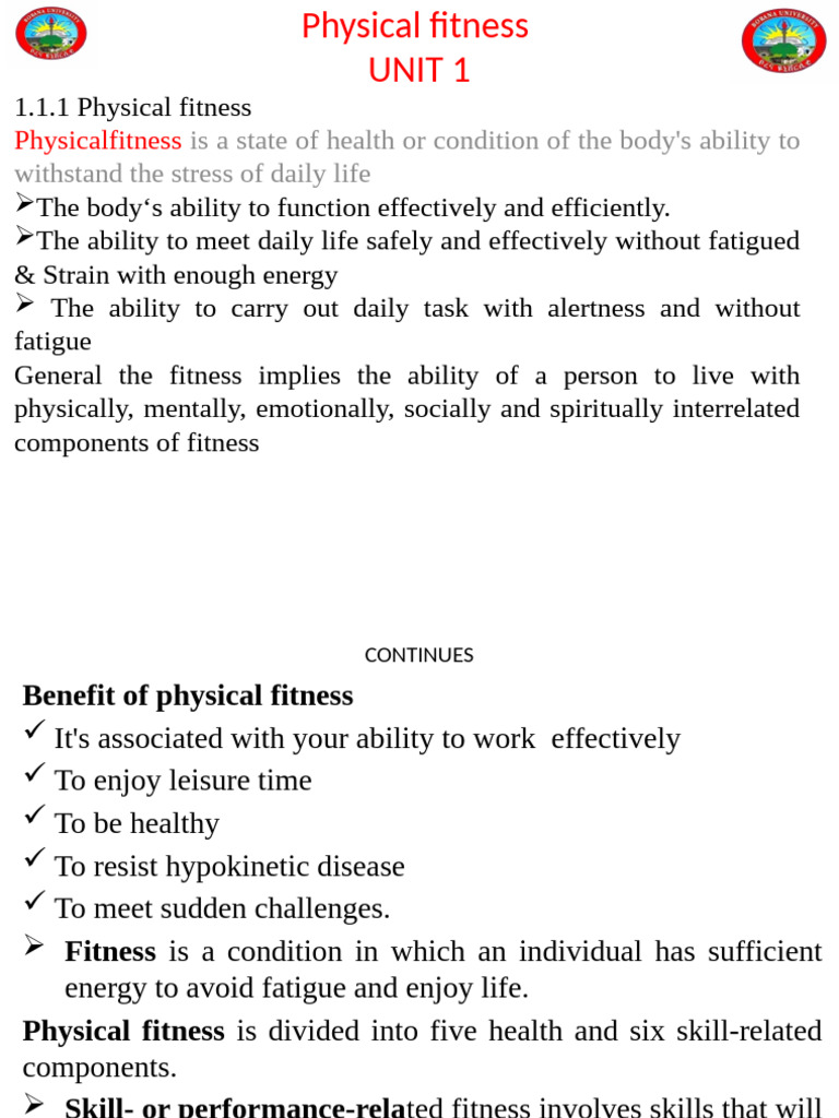 PHYSICAL FITNESS UNIT 1 | PDF | Physical Fitness | Aerobic Exercise