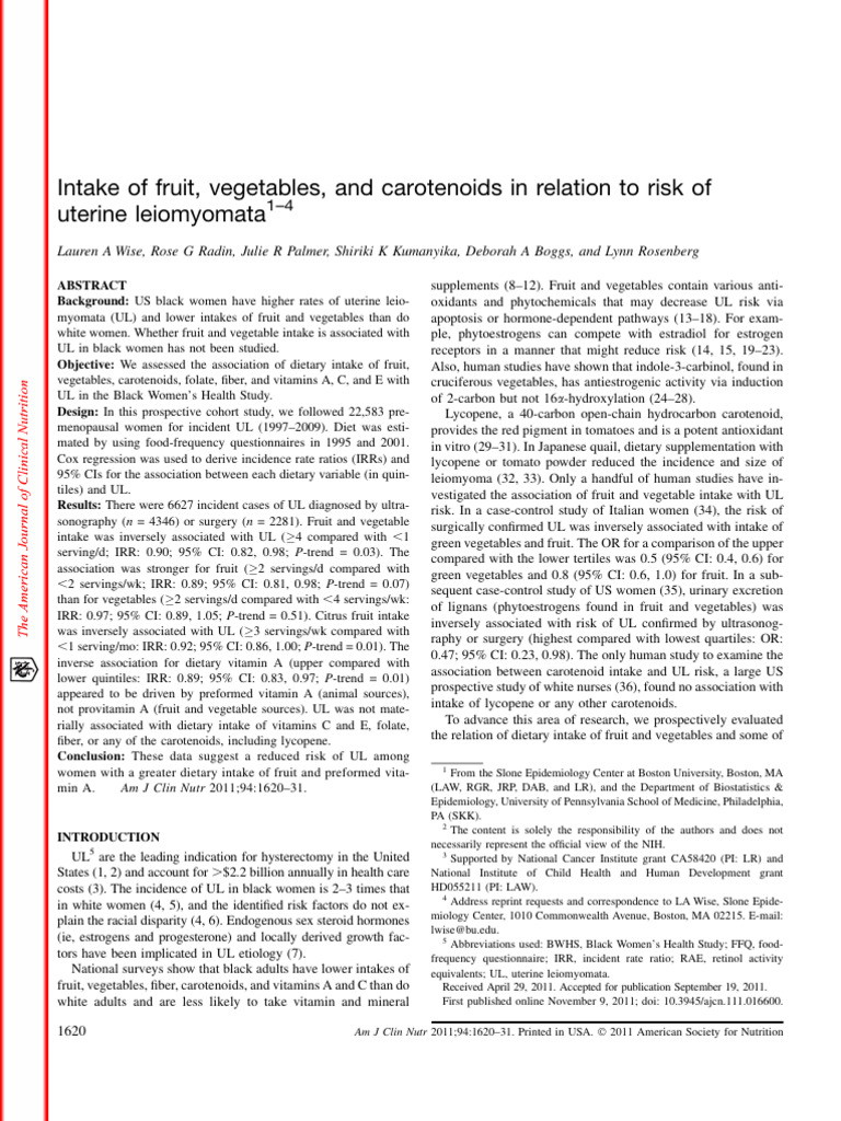 Intake of Fruit, Vegetables, and Carotenoids in Relation To Risk of | PDF | Vitamin A | Vitamin