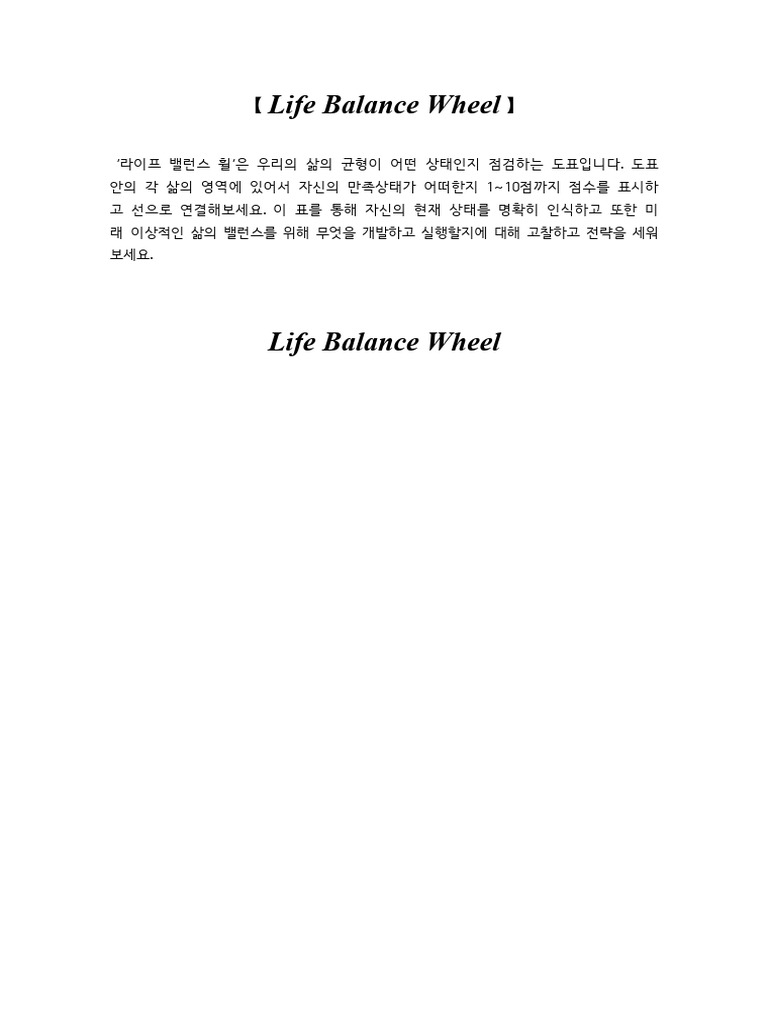 Life Balance Wheel | PDF