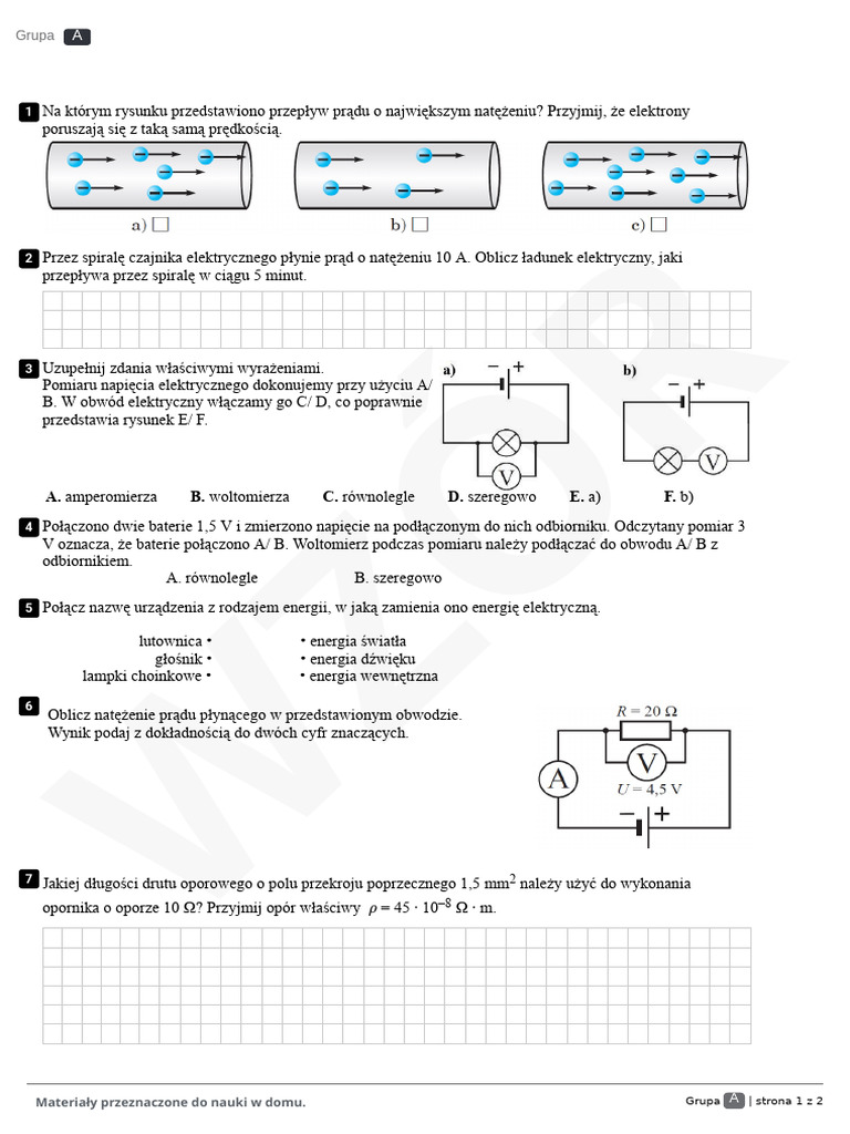 Fizyka#1 - Klasa 8 - Dział 2 - Test#2 | PDF