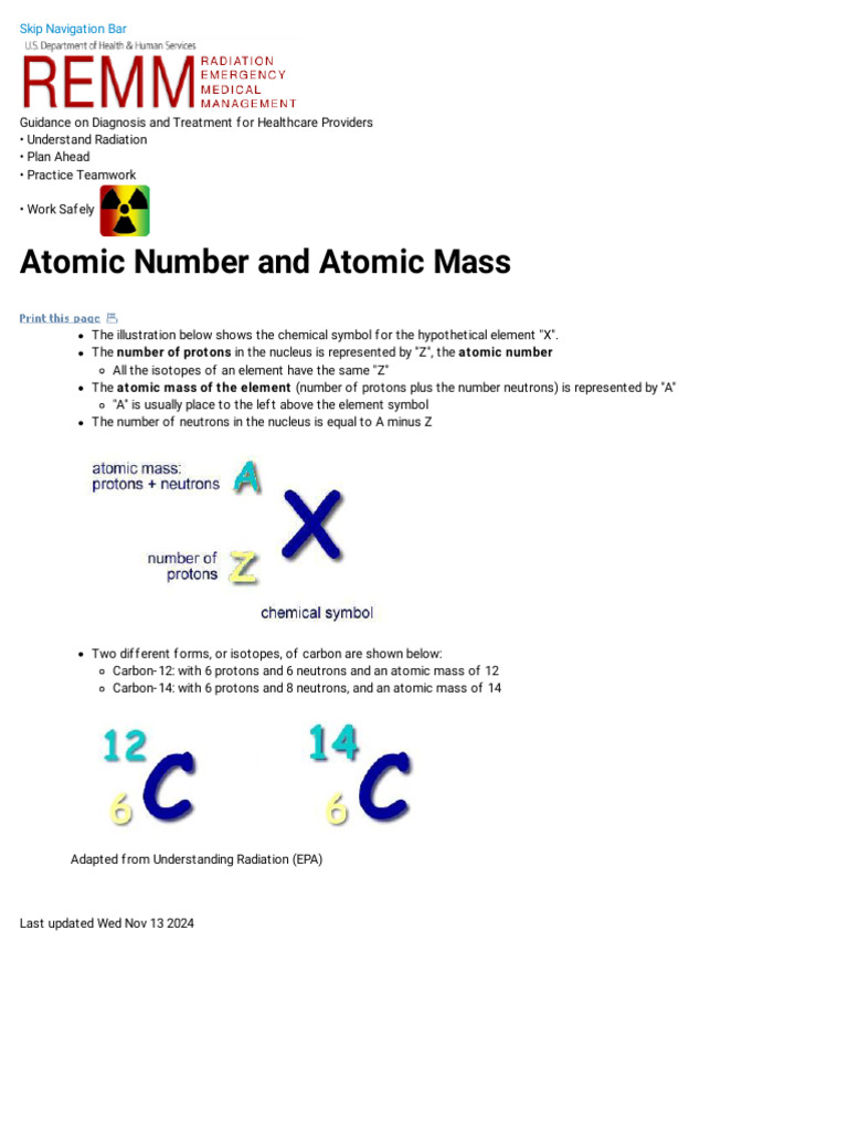 Atomic Number and Atomic Mass - Radiation Emergency Medical Management ...