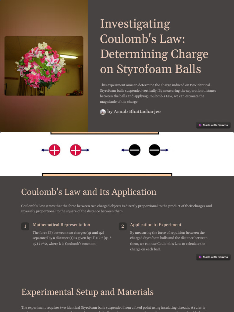 Investigating Coulombs Law Determining Charge On Styrofoam Balls | PDF ...