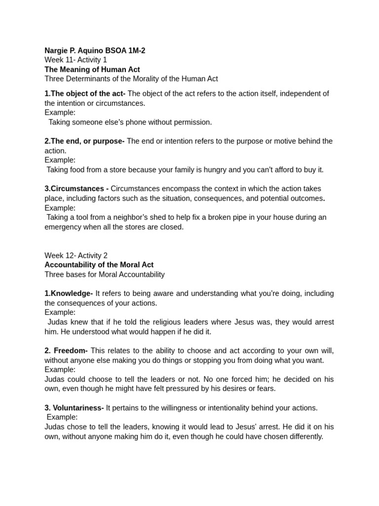 AQUINO-Ethics | PDF | Intention | Morality