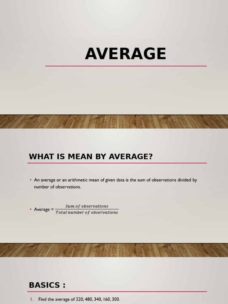 Average PPT Final For Training 3 | PDF | Elementary Mathematics | Arithmetic
