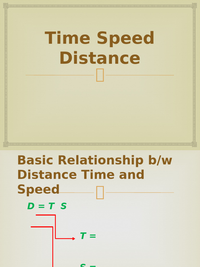 Time Speed Distance | PDF | Speed | Velocity