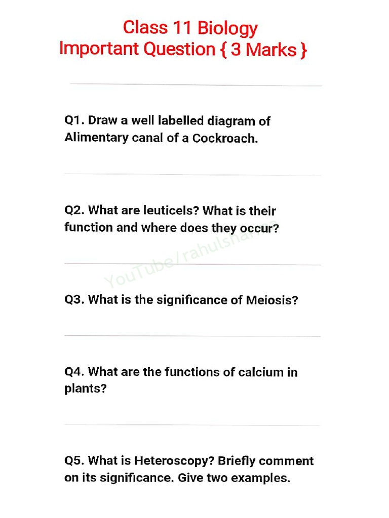 Biology Important Question | PDF
