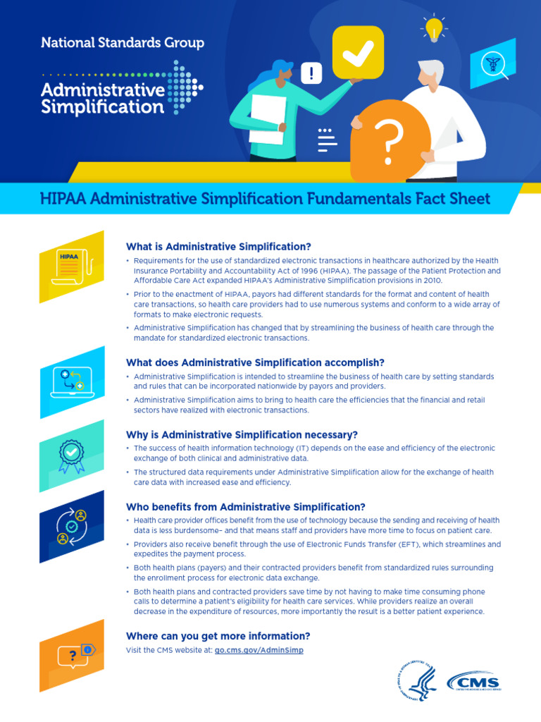 HIPAA Administrative Simplification Fundamentals Fact Sheet | PDF ...