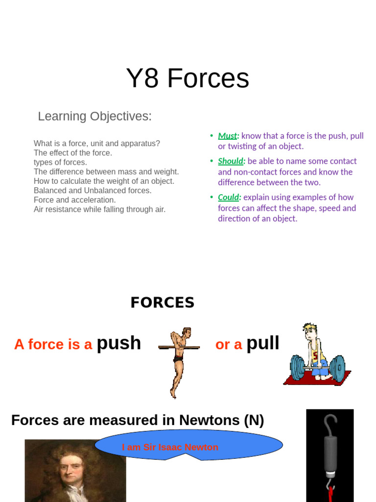 Yr8 Forces1 2024-2025 Students Part 1 | PDF | Force | Friction