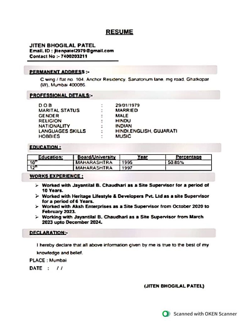 Jiten Patel CV | PDF Jiten Patel CV | PDF