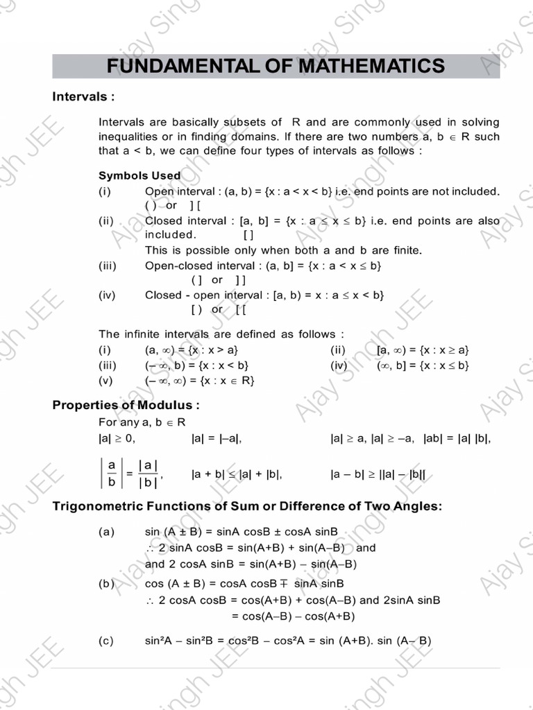 maths formula sheets (1) | PDF