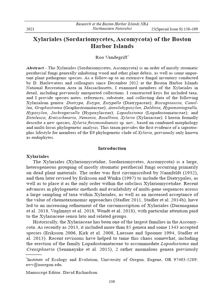 Xylariales Fungi of Boston Harbor Islands | PDF | Fungus | Phylogenetics