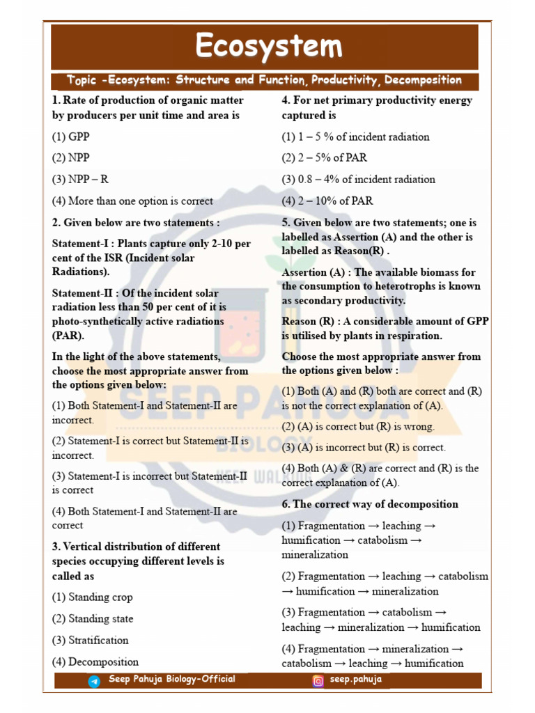 Ecosystem DPP -1 | PDF | Soil | Ecosystem