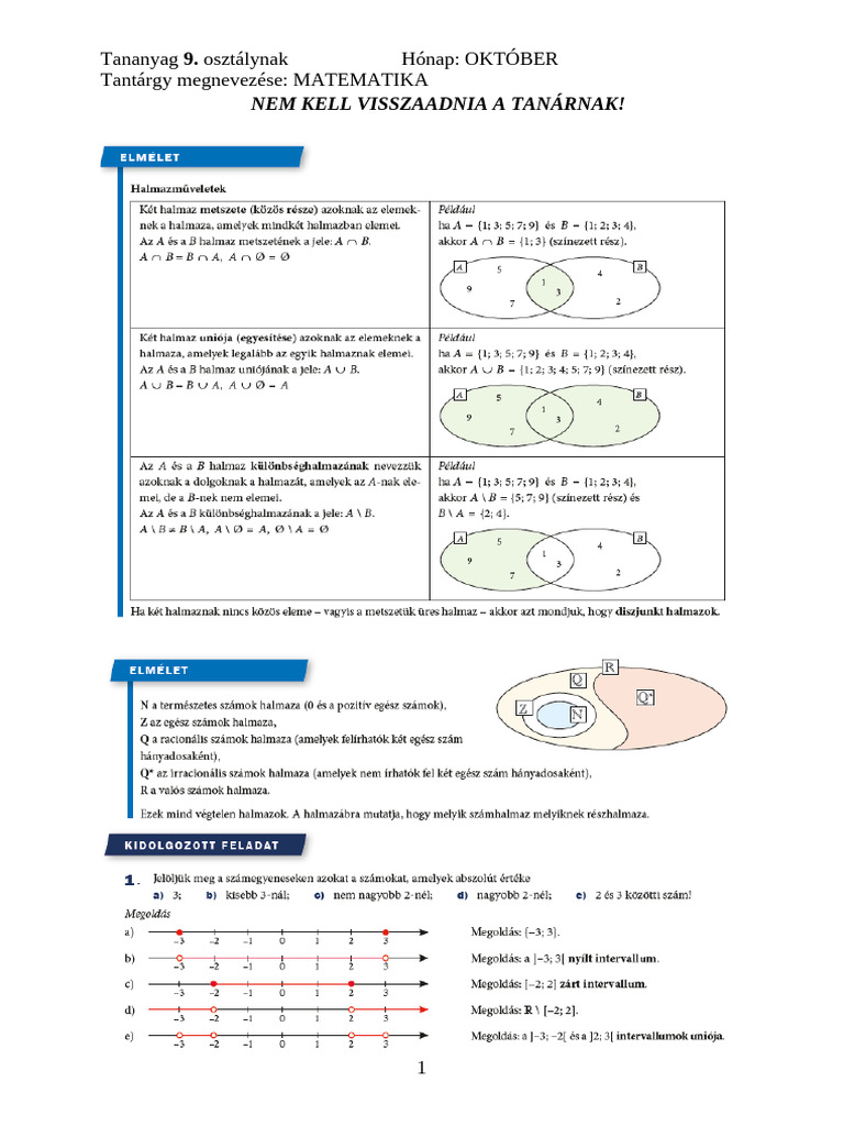 Matematika_9.o._októberi tananyag | PDF