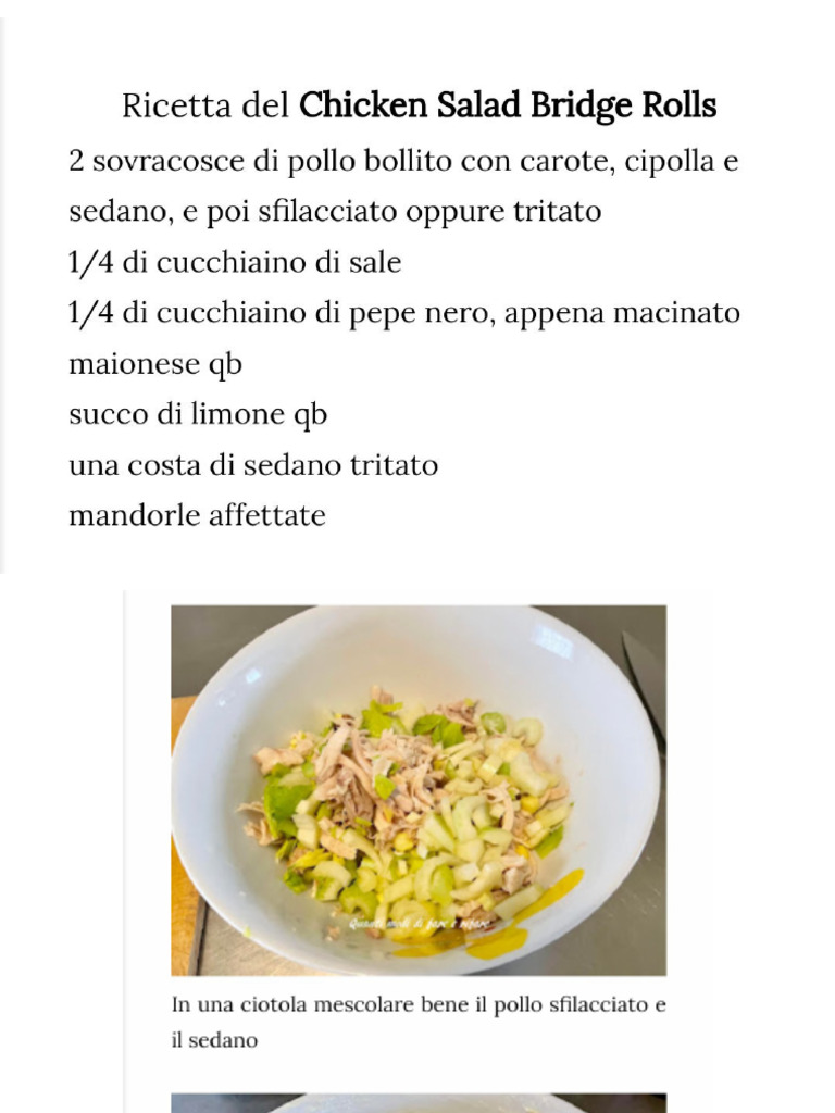 Ricetta Chicken Salad Bridge Rolls | PDF