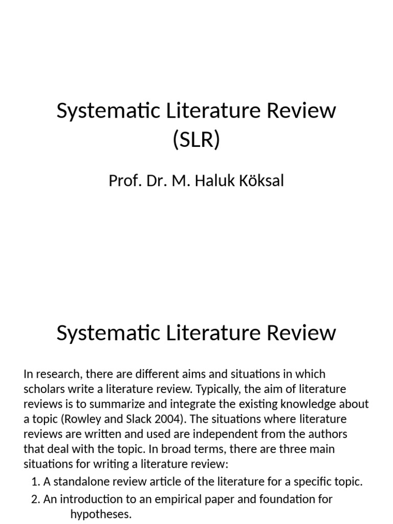 Understanding Systematic Literature Reviews | PDF | Systematic Review | Methodology