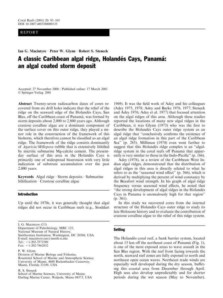 Algal ridge Panama | PDF | Limestone | Coral