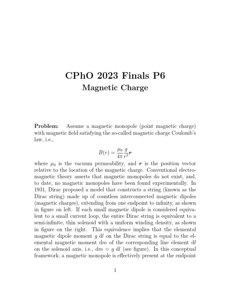 CPhO 2023: Magnetic Charge Analysis | PDF | Magnetism | Quantum Mechanics