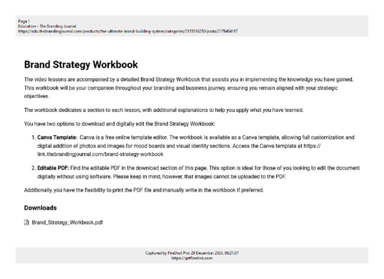 01-Brand Strategy Workbook | PDF