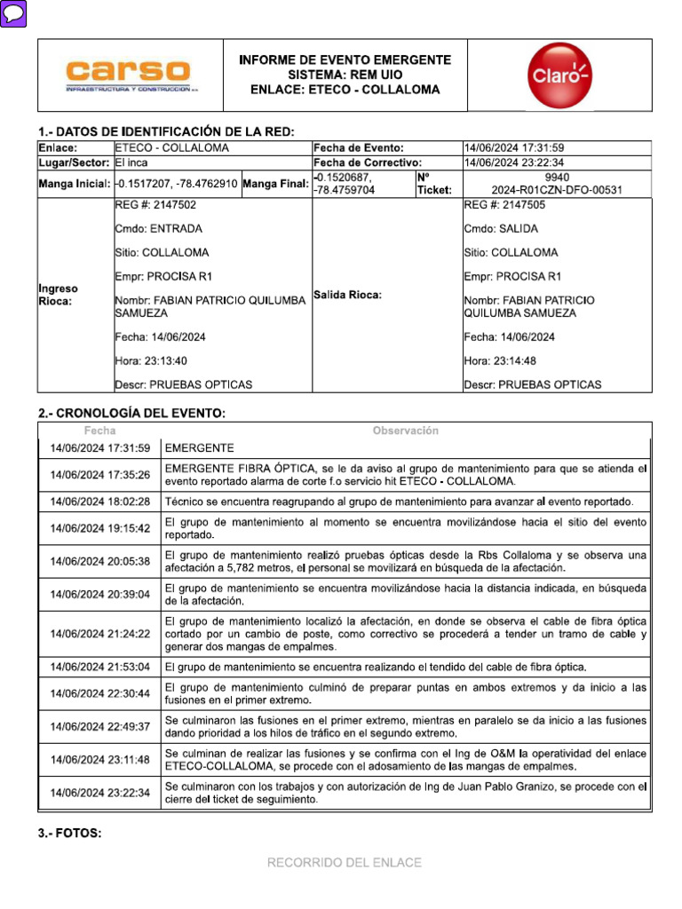 Evento Emergente Eteco - Collaloma 14-06-2024F | PDF