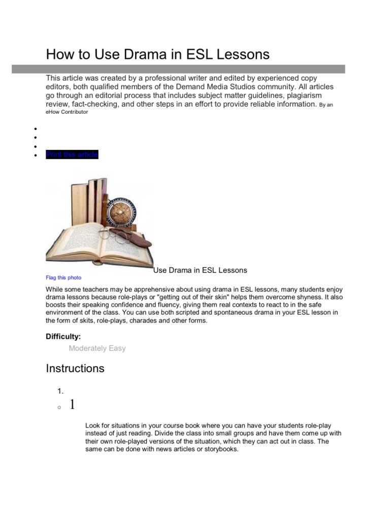 ESL Drama Activities for Students | PDF | English As A Second Or ...