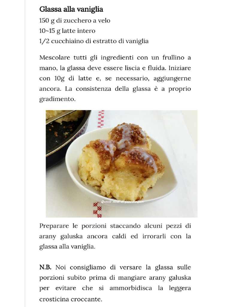 Ricetta Glassa Alla Vaniglia | PDF