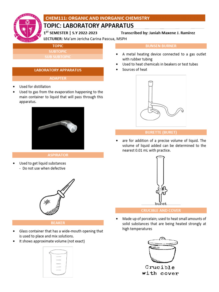 Lesson 3 - Laboratory Apparatus | PDF | Filtration | Titration