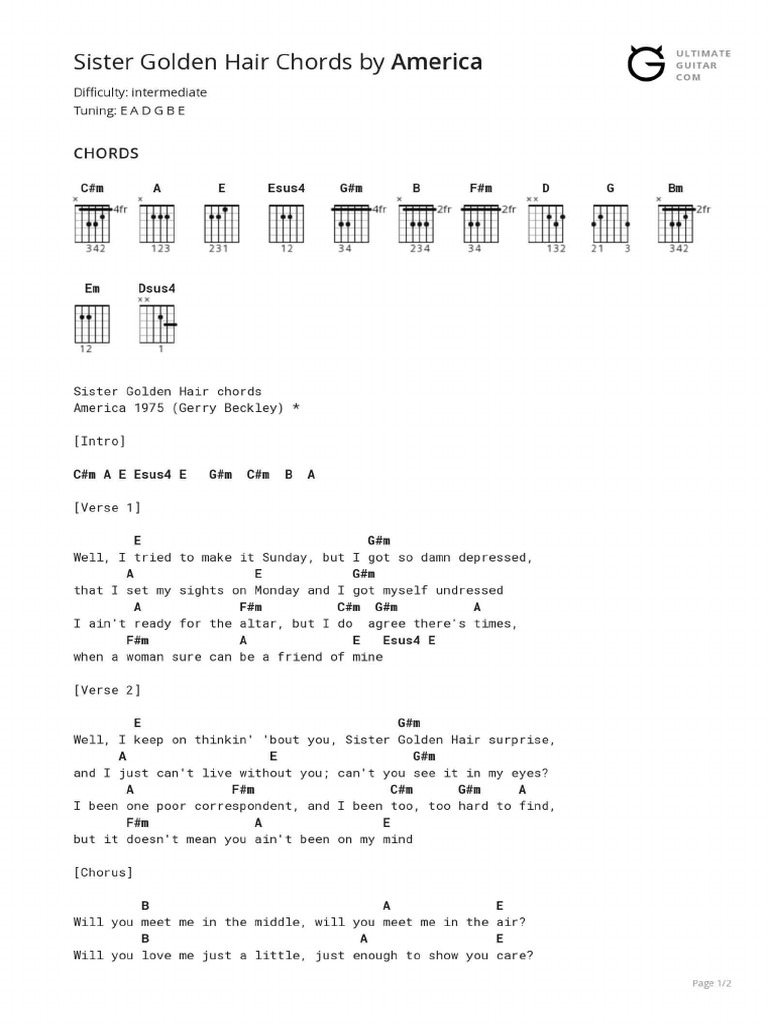 Sister Golden Hair Chords | PDF
