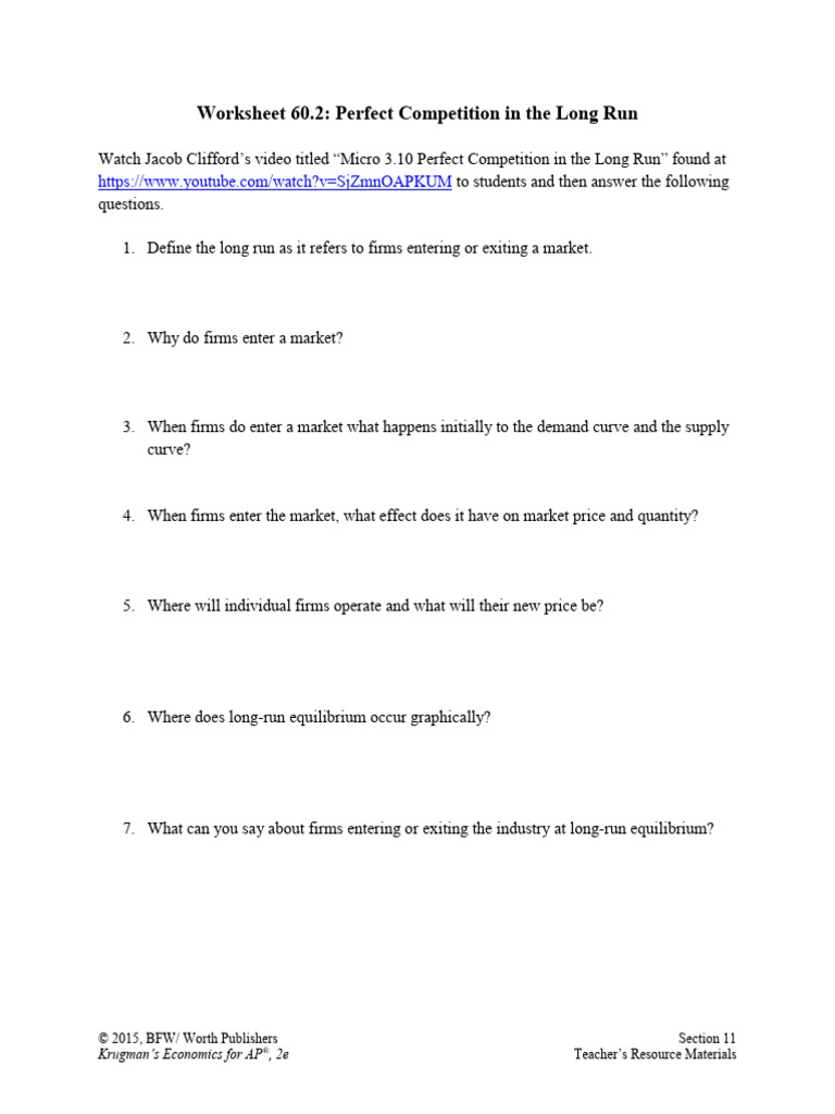 Perfect Competition in A Long-Run | PDF | Perfect Competition | Long ...
