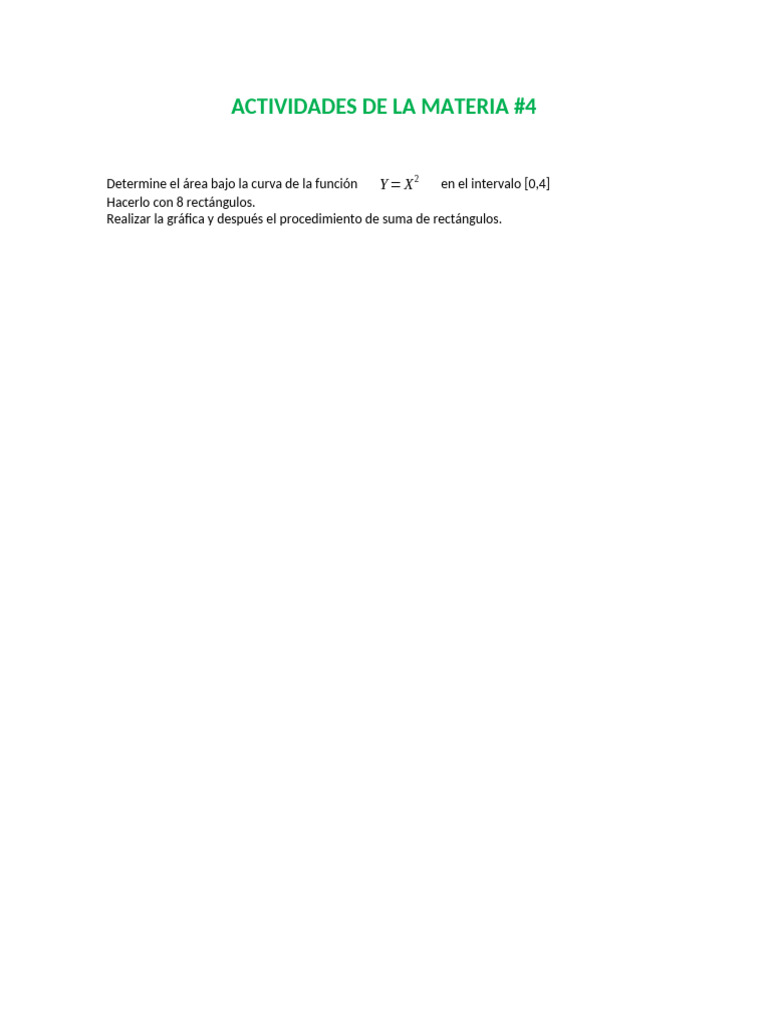 Área bajo la curva Y=X² con rectángulos | PDF