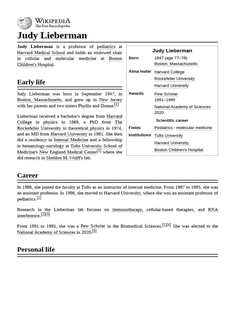 Judy_Lieberman | PDF | Health Care | Medicine