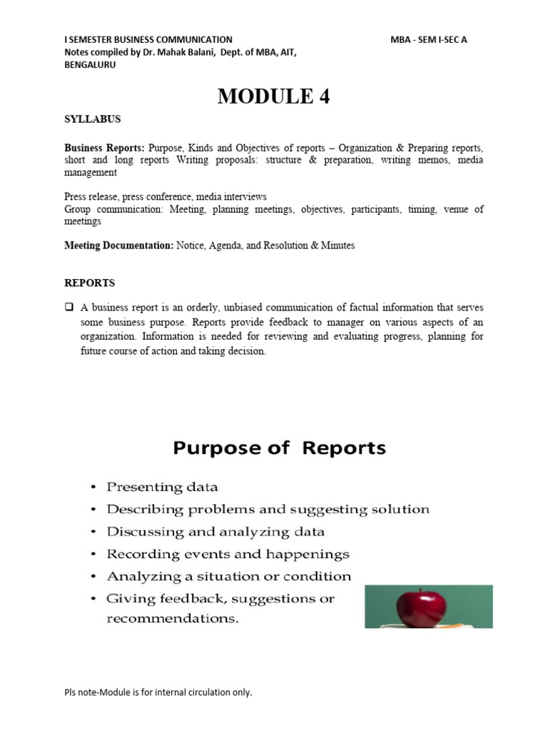 MODULE 4 - Business Reports | PDF | Performance Appraisal | Communication
