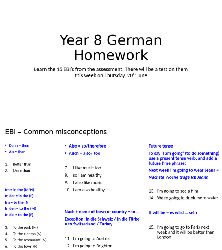 Year_8_German_Homework | PDF